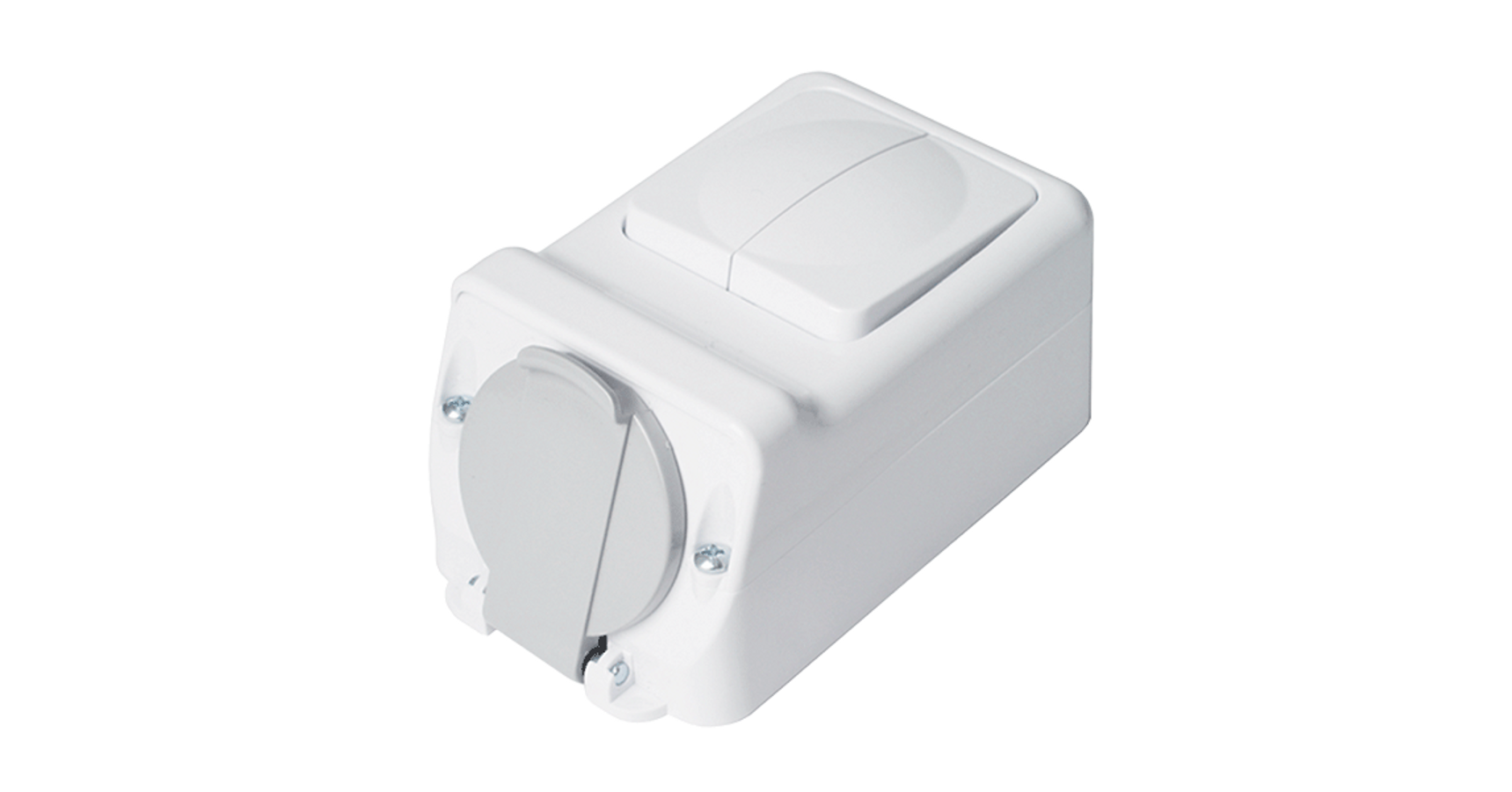 SOCKET+TWO BUTTON ONE WAY SWITCH 16А 250V, IP44